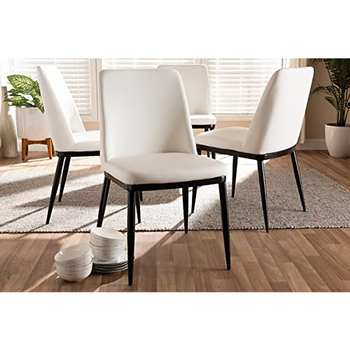 Baxton Studio Darcell Modern and Contemporary White Faux Leather Upholstered Dining Chair