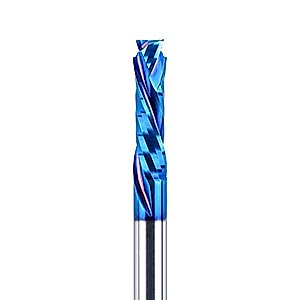 BITITZ 2Pcs CNC Router Bit with Coated 1/4 inch Shank Compression Bit Up Down Cut 1 inch Cutting Length for Woodwork Engraving