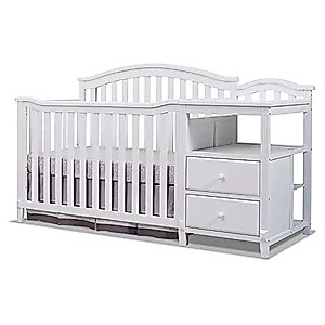 Sorelle Furniture Berkley Crib and Changer with Slat Panel Back Classic -in- Convertible Diaper Changing Table Non-Toxic Finish Wooden Baby Bed Toddler Childs Daybed Full-Size Nursery - White