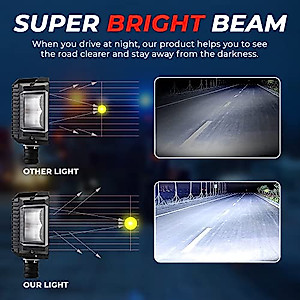 Abrams Snow Plow Lights Anti Freeze/Anti Icing Function LED Combination Pedestal HeadLight Kit - Heated Lens Heavy-Duty ATV Snow Plow Truck Snowplow Road Side Safety Universal Snow Thrower Accessory