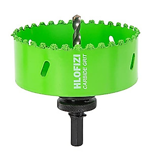 HLOFIZI 4-1/8 Inch Carbide Grit Hole Saw for 4 Inch Recessed Lights, Dryer Vent Hole, Cutting Through Stucco, Ceiling Old Plaster, Drywall, Cement Board with 1-1/2" Depth, Up to 6X Faster