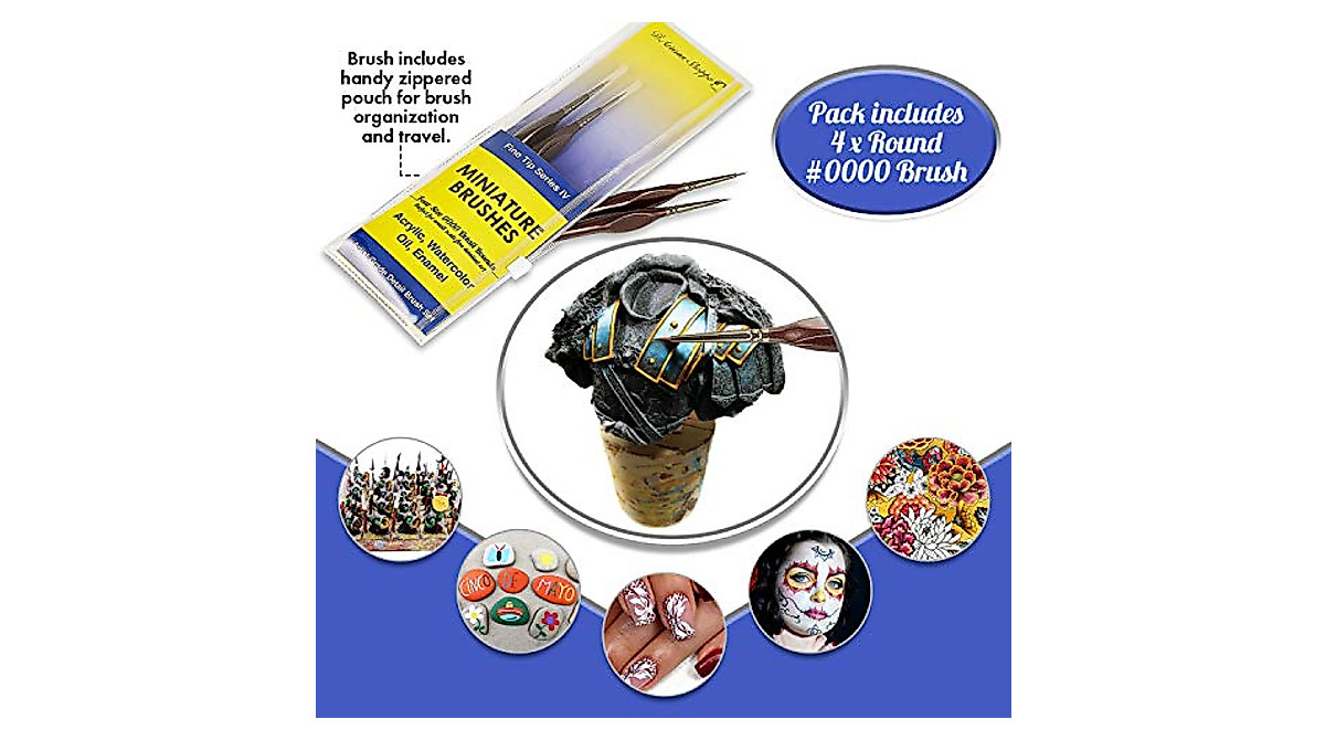 Micro Paint Brush Set - Fine Detail 4/0 Round Brushes for Precision Art