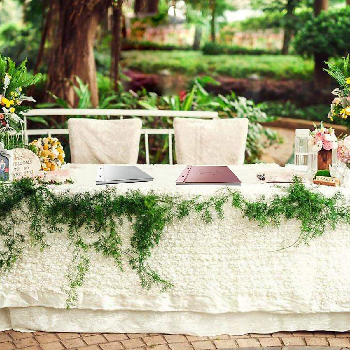 COKEENA Silver Wedding Guest Book with Acrylic Cover |10x7 inches| 50 Sheets Blank Paper (100 Pages), Modern Guest Book for Wedding Reception,Party or Events (Silver)