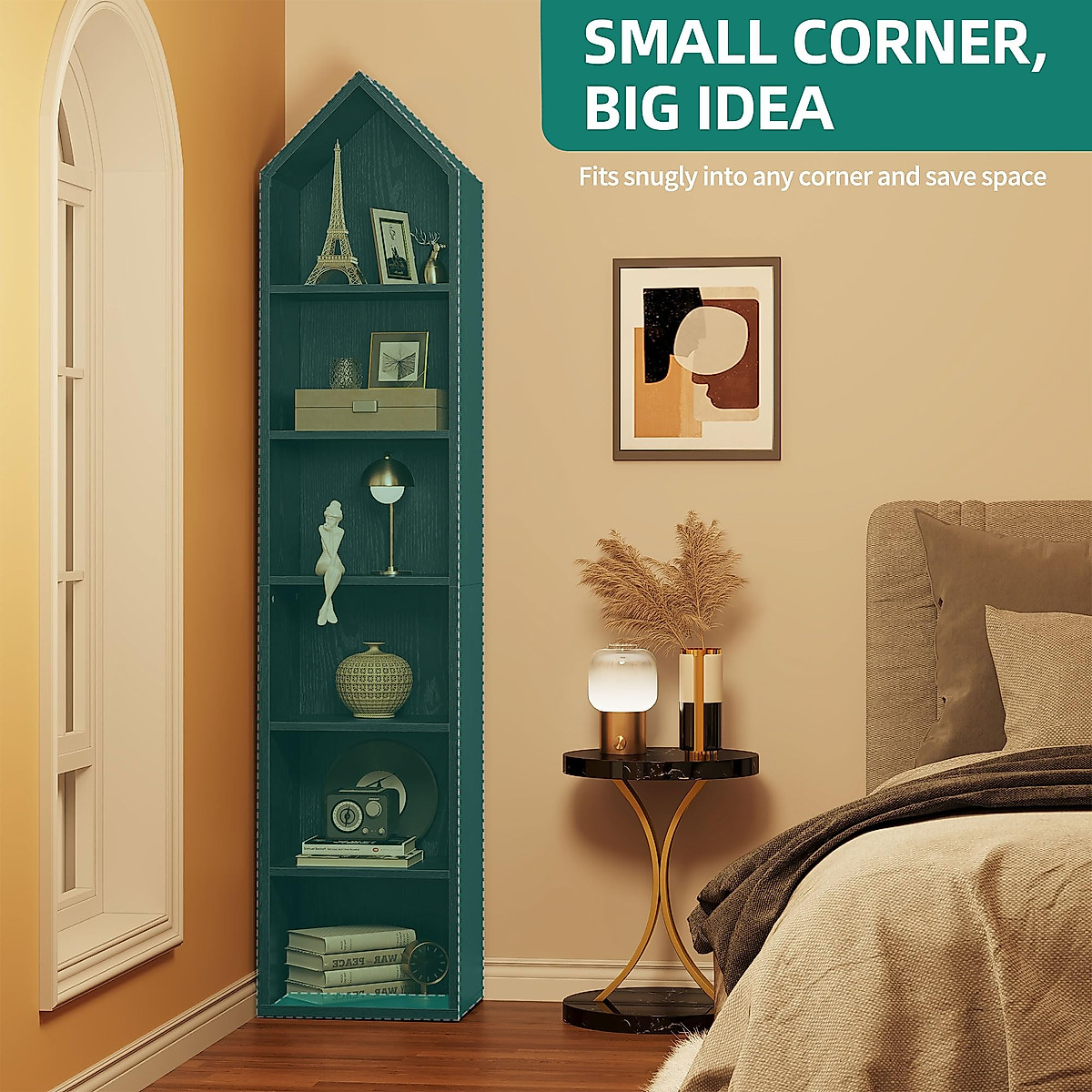 YITAHOME 73" Tall Narrow Bookshelf, Modern Open 5 Tier Bookcase, Wooden Shelf Stand for Small Spaces, Display Shelving Storage Rack for Bedroom, Living Room, Home Office, Black