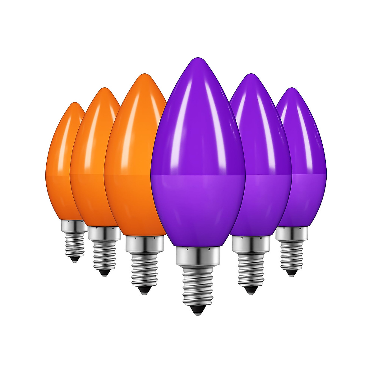 EDISHINE Christmas C35 Purple & Orange Dimmable LED Light Bulb, E12 Candelabra Bulbs, 60 Watt Equivalent, LED Chandelier Bulb, Vintage Candle Light Bulb, Decorations for Christmas, Party, 6 Pack