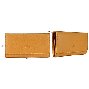 Mou Meraki Women RFID Blocking Real Leather Bifold Wallets For Women-Shield Against Identity Theft (LIGHT YELLOW)