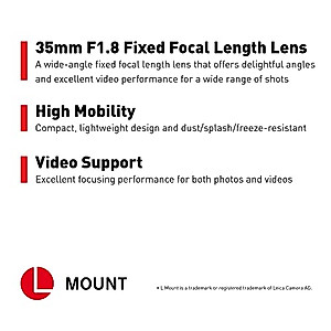 Panasonic LUMIX S Series Camera Lens, 35mm F1.8 L-Mount Interchangeable Lens for Mirrorless Full Frame Digital Cameras, S-S35