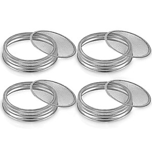 Sprouting Lids, 304 Stainless Steel Sprouting Lids for Wide Mouth Mason Jars, Sprout Mesh Lids