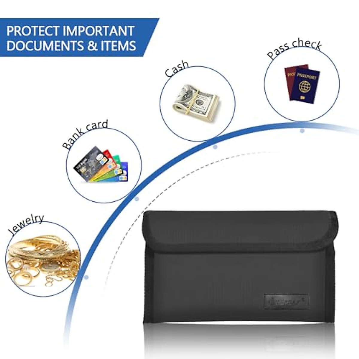 JUGREAT Small Fireproof Bag, Non-itchy Fireproof Money Bag, Fireproof Wallet Bag，Waterproof Safe Bag Set-1 Pack