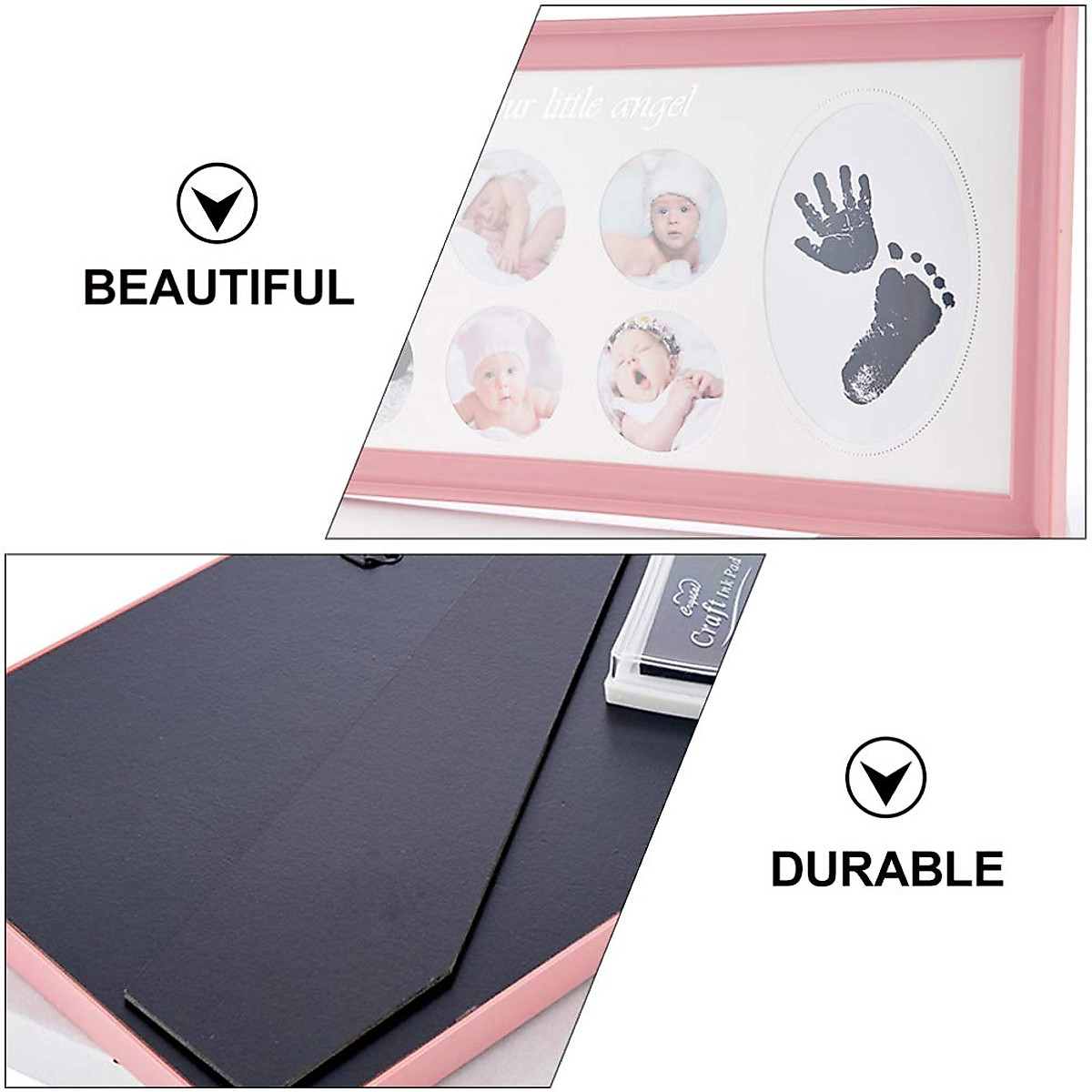 KESYOO 1pc Footprint Mud Photo Frame Baby Footprint Picture Frame Toddler Milestone Picture Frames Kids Memory Photo Frame Baby Footprint Frame Wood-Based Panel Souvenir Printing Newborn