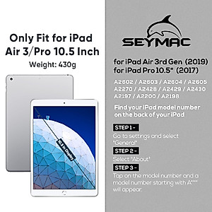 SEYMAC for iPad Air 3 Case 10.5'' for iPad Pro 10.5 Case, Heavy Duty Full-Body Shockproof Protective Case with Screen Protector, 360° Rotating Stand, Hand/Shoulder Strap for iPad Air 3rd Gen, Black