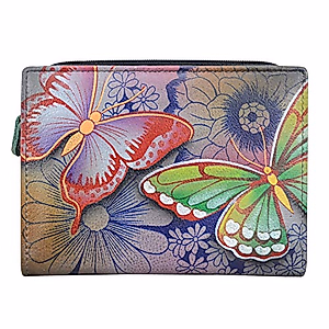 Anna By Anuschka Women's Hand-Painted Genuine Leather Two Fold Clutch Wallet - Butterfly Paradise