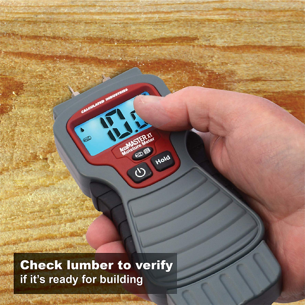 Calculated Industries 7440 AccuMASTER XT Digital Moisture Meter | Handheld |Pin Type | Backlit LCD Display | Detects Leaks, Damp and Moisture in Wood, Walls, Ceilings, Carpet and Firewood