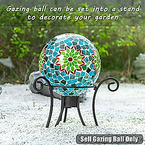VCUTEKA Gazing Ball, Glass Mosaic Gazing Balls Sphere for Garden Lawn Outdoor Ornament Yard Decorative, 10-Inch, Flowers