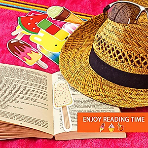 120 Pieces Summer Bookmarks for Kids Summer Ice Cream and Cold Drink Theme Bookmarks Double Sided Bookmarks Cute Colorful Bookmarks for Teachers Classroom Reward Back to School, 60 Styles