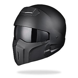 AHR Open Face Motorcycle Helmet 3/4 Half Helmet for Cruiser Scooter Street Bike Moped DOT Model Run-O6 (Matte Black, S)