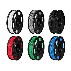 TIANSE PLA 3D Printer Filament 1.75mm, Dimensional Accuracy +/- 0.03 mm, 6 Colors, 1800g