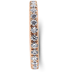 ORO LEONI 925 Sterling Silver Cz Eternity Band Ring - 14k Silver, Yellow And Rose Gold Plated (Rose Gold, 8)