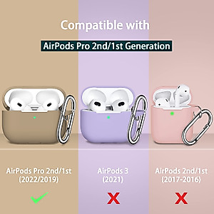 R-fun AirPods Pro 2nd/1st Generation Case Cover with Cleaning kit and 4 Pairs Replacement Ear Tips(XS/S/M/L), Full Protective Silicone for Apple AirPods Pro 2023/2022/2019 Charging Case - Milk Tea