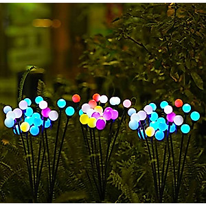 WZUZUD 2PCS Solar Starburst Swaying Garden Light,Solar Powered Firefly Lights Outdoor Waterproof,Swaying Decorative String Lights When The Wind Blows (2PCS)