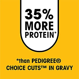 Pedigree High Protein Wet Dog Food Pouches, Beef and Pork Tenderloin Flavor Cuts in Gravy, 3.5 oz. Pouches, 16 Count
