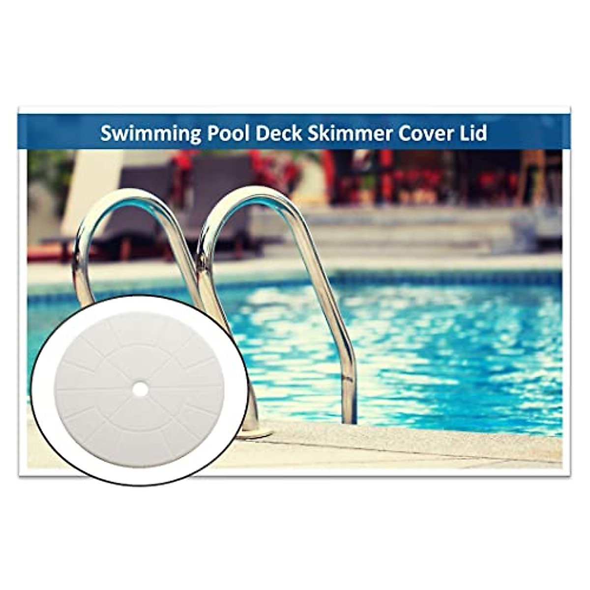 JSP Manufacturing Swimming Pool Skimmer Cover Debris Canister Deck Lid 9 1/8" Inch Skimmer Valve Replacement Lid (White)