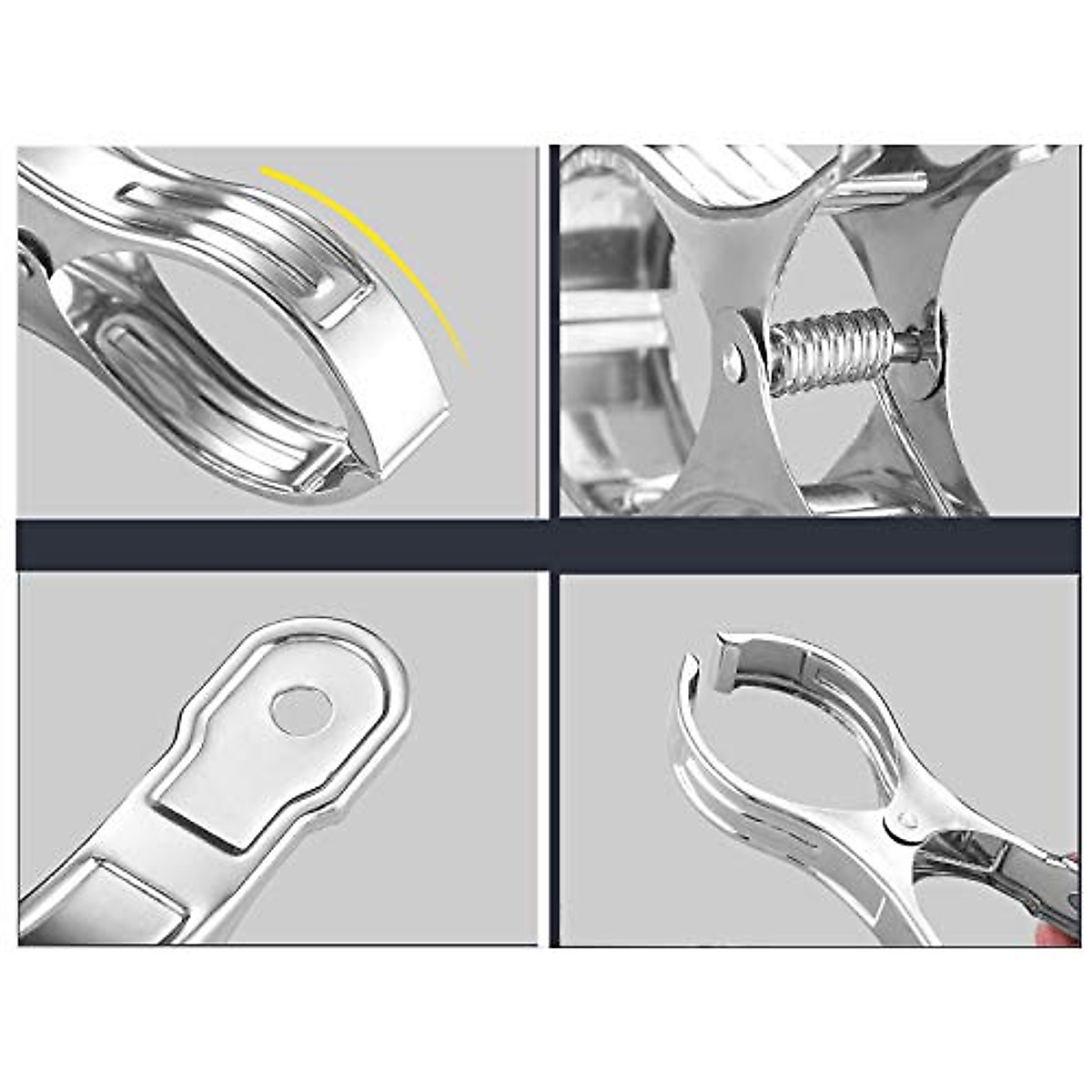 Pealeep 12 Pack Stainless Steel Clothespins,4.7 Inch Beach TowelClips,About Ground Pool Cover Clamps for Cruise,Boat,Blanket,Quilt,Lounge