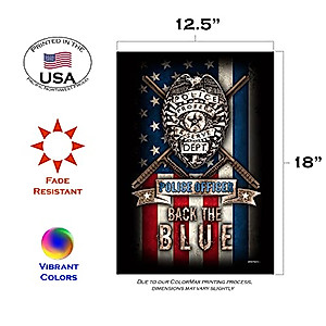 Toland Home Garden 1112390 Back The Blue Police Flag 12x18 Inch Double Sided Police Garden Flag for Outdoor House Patriotic Flag Yard Decoration