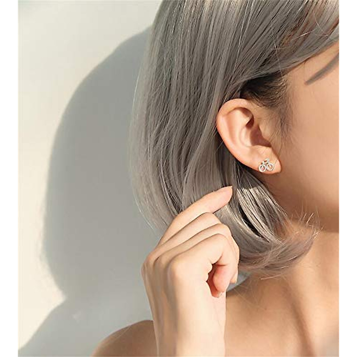 Small Bicycle Studs Earrings for Women Girls 925 Sterling Silver Cartilage Tragus Cute Bike Tiny Unique Safety Pin Earrings Hypoallergenic Post Fashion Personalized Unisex Jewerly Gift for Best Friend