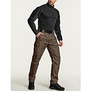 CQR Men's Tactical Pants, Water Resistant Ripstop Cargo Pants, Lightweight EDC Work Hiking Pants, Outdoor Apparel, Duratex Ripstop Tundra, 40W x 32L