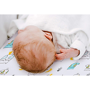 Pack n Play Sheets, BROLEX 2 Pack Mini Crib Sheets,Stretchy Portable Fitted Playard Sheet Set, Convertible Playard Mattress Cover,Ultra Soft Breathable Material,Arrow Owl