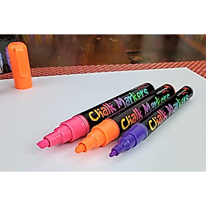 18 Classic Neon Chalk Markers Double Pack of Both Fine and Reversible Medium Tip Liquid Chalk Pens Wet Erasable - Menu Boards, Glass, Windows, White Boards, Classrooms, Mirrors, Chalk Boards, Plastic
