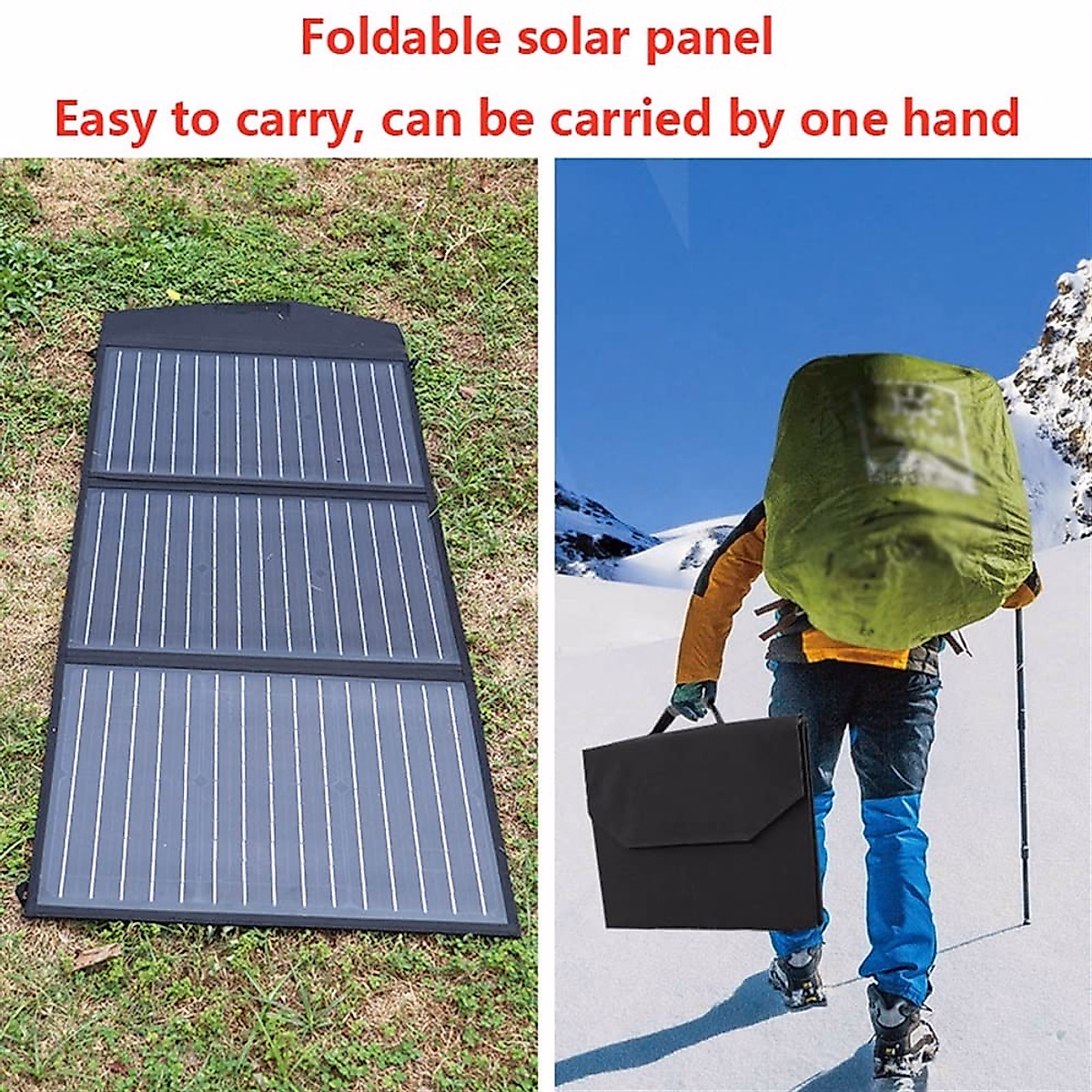 60W Solar Panel, Foldable Solar Panel, High-Efficiency Monocrystalline Silicon, Portable Outdoor Energy Storage Power Station for Battery Charging, Boat, RV, Travel
