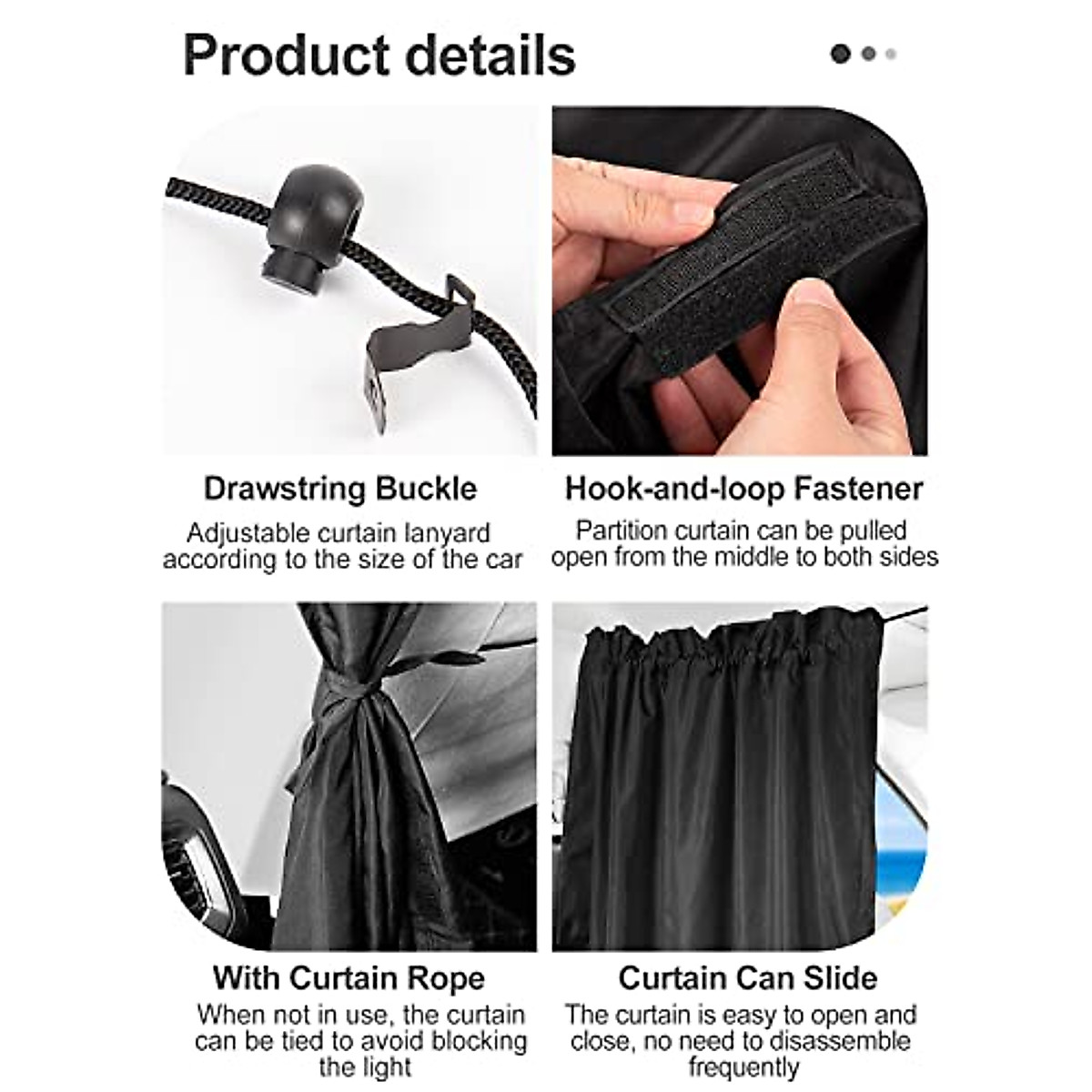 Car Divider Curtain - Wide Car Privacy Blackout Shades with Storage Bag for Baby Nap, Removable Sedan SUV Van Sunshade Covers Screen for Car Camping Sleeping Accessories