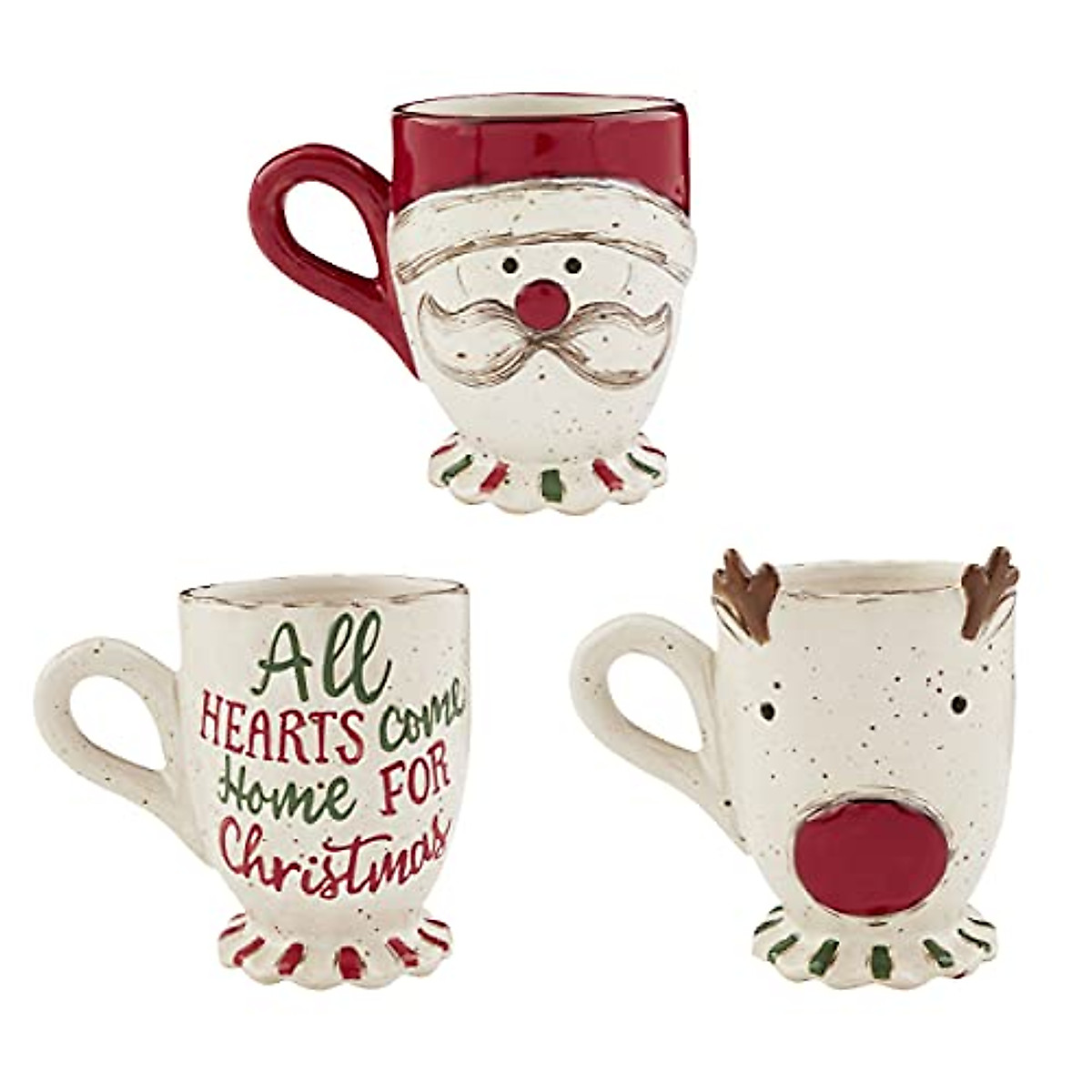 Mud Pie, Reindeer Farm, Farmhouse Christmas Pedestal Mug, 16 oz, 1 Count (Pack of 1)