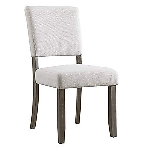 Leick Home 10186BB/HG Upholstered Back Dining Chair with Wood Base, Set of 2, for Dining Room, Blackbean and Heather Gray