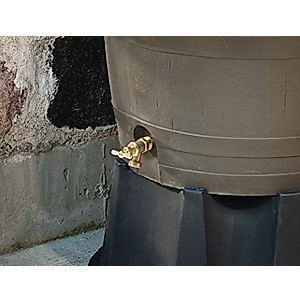 RTS Home Accents 50-Gallon Rain Water Collection Barrel with Brass Spigot, Brown