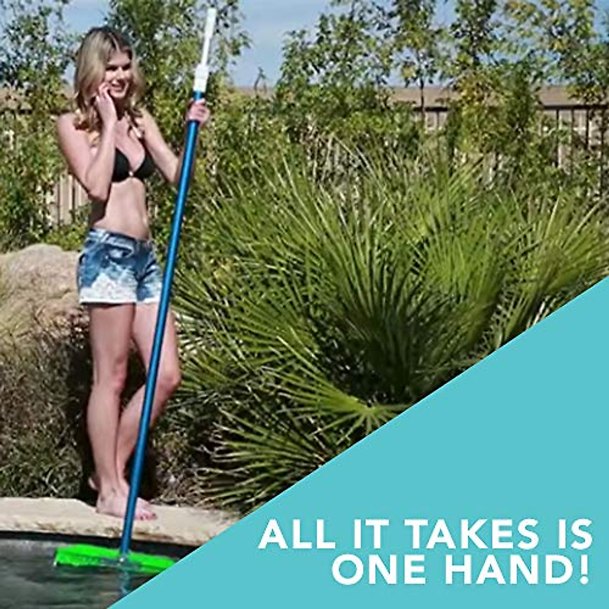 Sweepease 654367706282-SS/Combo-18 Stingray 18" SS/Poly Pool Brush Sticks to Walls and Floor Every Time, 18" x 2.5" x 6.6", Bright Green/Royal Blue