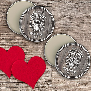 Viking Revolution Citrus Beard Balm - Beard Butter with Argan Oil, Beard Softener for Men with Jojoba Oil - Beard Moisturizer for Men with Beeswax - Beard Wax for Men with Mango Butter (2oz, 2 Pack)