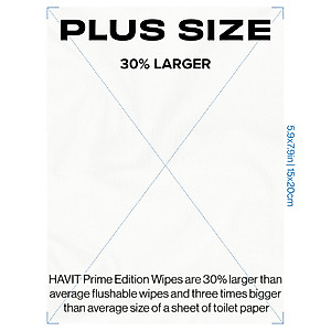 HAVIT Prime Edition Wipes for Men - 360 Flushable Wipes for Adults, Unscented Wet Wipes Infused with Aloe & Green Tea, At-Home Use Dispensers, Septic and Sewer Safe, (Total 360 Wipes - 6 Packs of 60)