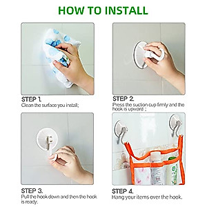 Suction Cup Hooks, SUNDOKI Suction Shower Hooks Heavy Duty Hangers for Window Glass Door Kitchen Bathroom Shower Wall - 4 Pack (Small)