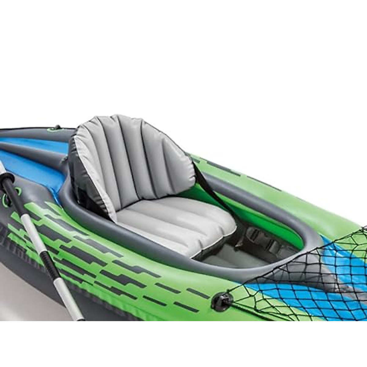 Intex Challenger K1 Kayak 1 Man Inflatable Canoe with Aluminum Oars and Hand Pump, Green/Blue
