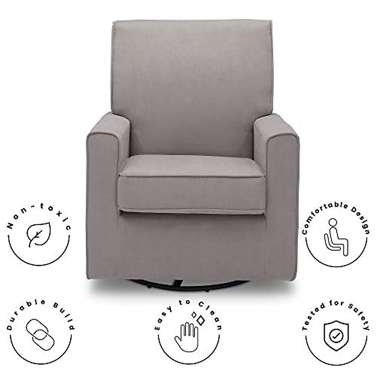 Delta Children Ava Nursery Glider Swivel Rocker Chair, Dove Grey