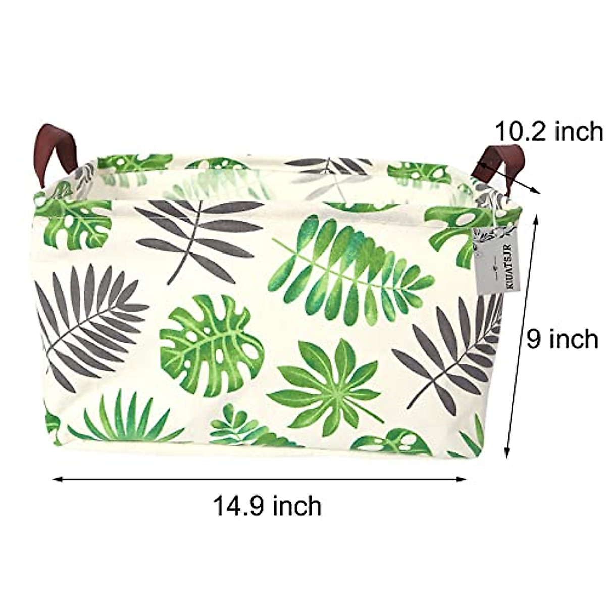 Rectangle Storage Baskets Canvas Fabric Organizer Bin for Kids Toys, Books, Clothes, Pets & Gifts - Perfect for Home/ Office / Nursery/ Shelves(Leaf)