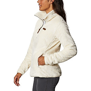 Columbia Women's Fire Side Sherpa 1/4 Zip, Chalk, Large