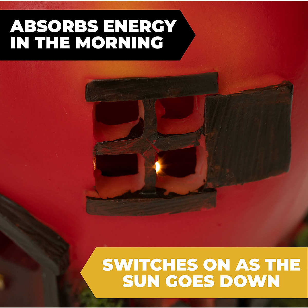 VP Home Apple Fairy House Solar Light for Home and Outdoor Decor, Apple House Solar Powered Flickering LED Garden Light Fairy House Backyard Halloween Decoration