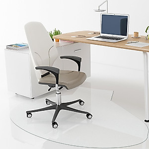 Raoot Office Chair Mat for Hardwood and Tile Floors for Hard Floor use at Workstations and Large Desks and Large Computer Tables - 45 x 59 inch L & U Shaped Desk Floor Mat