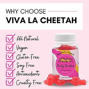 Viva La Cheetah Booty Enhancing Gummy Supplement, Big Butt Enhancer, Workout Support, Multivitamin for Women, Natural Glute Boost Vitamins for a Curvy Shape & Max Gains, 60 Vegan Gummies