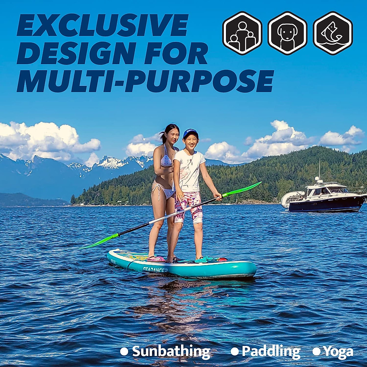 Seamax 10.5 Feet Inflatable SUP Stand Up Paddle Board (Ocean Blue, 10.7FT - L128 xW32 xH6)