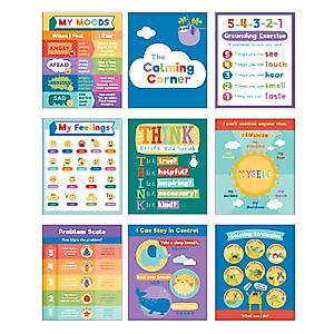 Carson Dellosa Calming Strategies Bulletin Board Set—Calming Strategies and Mood Charts for Social Emotional Learning, Homeschool or Classroom Decor (7 pc)
